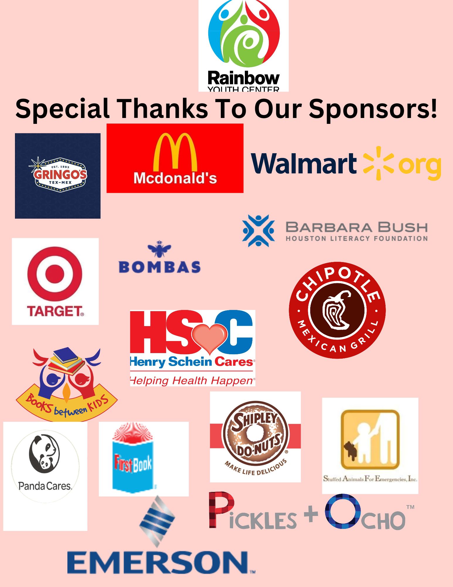 Special Thanks To Our Sponsors! – Rainbow Youth Center (Houston, Tx)